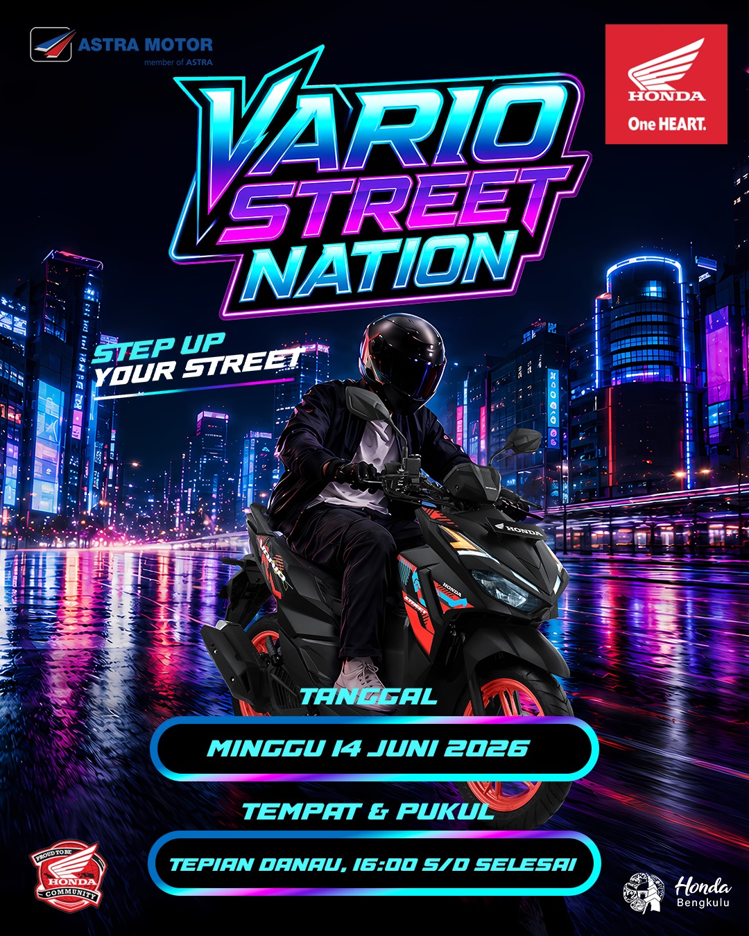 Pecinta Honda Vario Merapat! Vario Street Nation Kembali Ramaikan Bengkulu