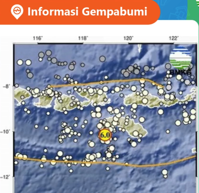 Gempa Magnitudo 6.0 Guncang Wanokaka NTT, Getaran Terasa hingga Sumbawa