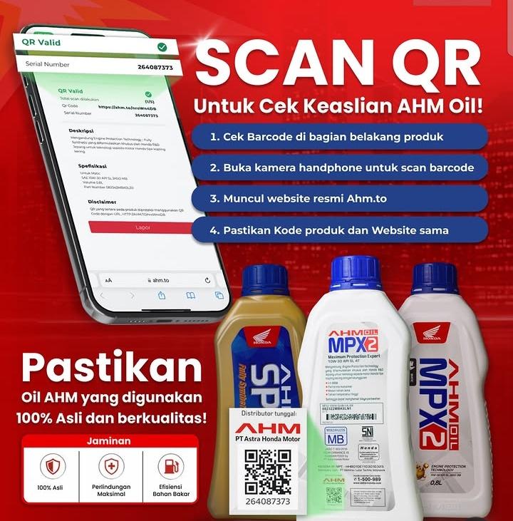 Astra Motor Bengkulu Ajak Konsumen Pastikan Keaslian AHM Oil Melalui ...